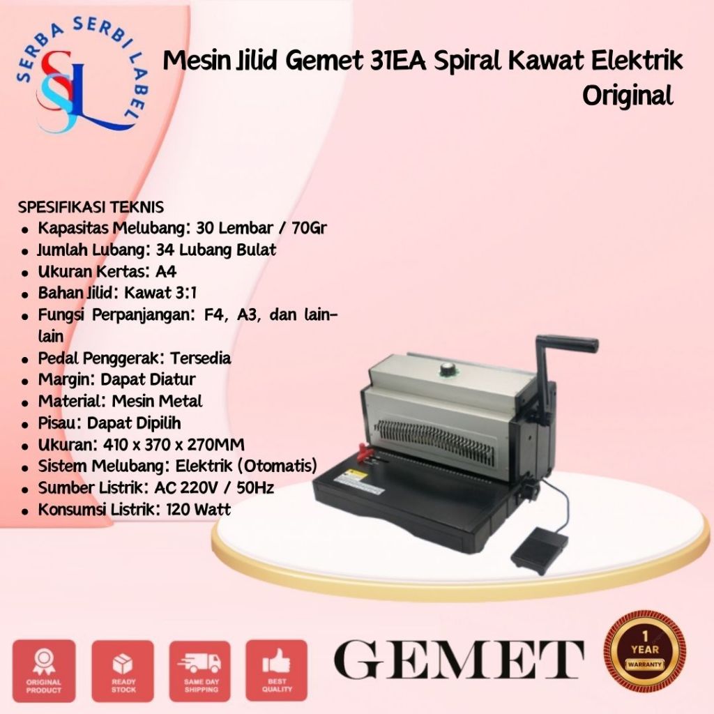Jual Mesin Jilid Spiral Kawat Elektrik GEMET 31EA | Shopee Indonesia