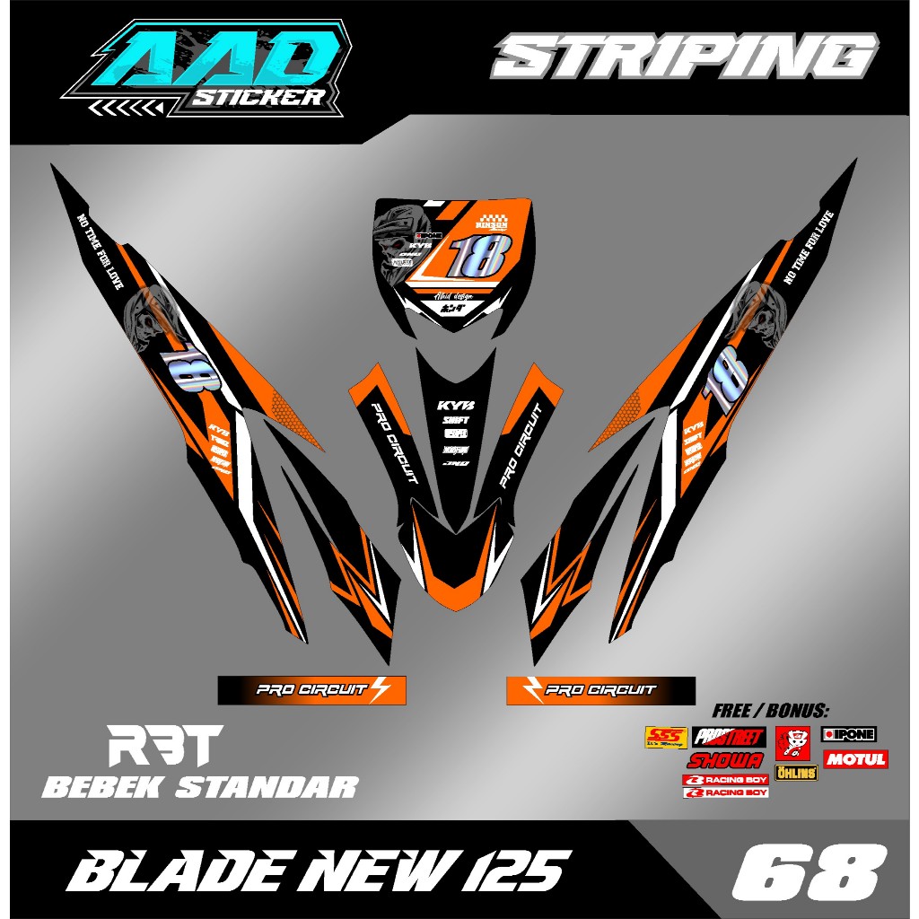 Jual STICKER STRIPING MOTOR RBT BLADE NEW 125 RBT BEBEK MODIF SUPERMOTO ...