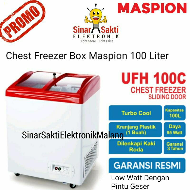 Jual Freezer Sliding Door Box Jualan Maspion UFH 100 C UFH100C 100 ...