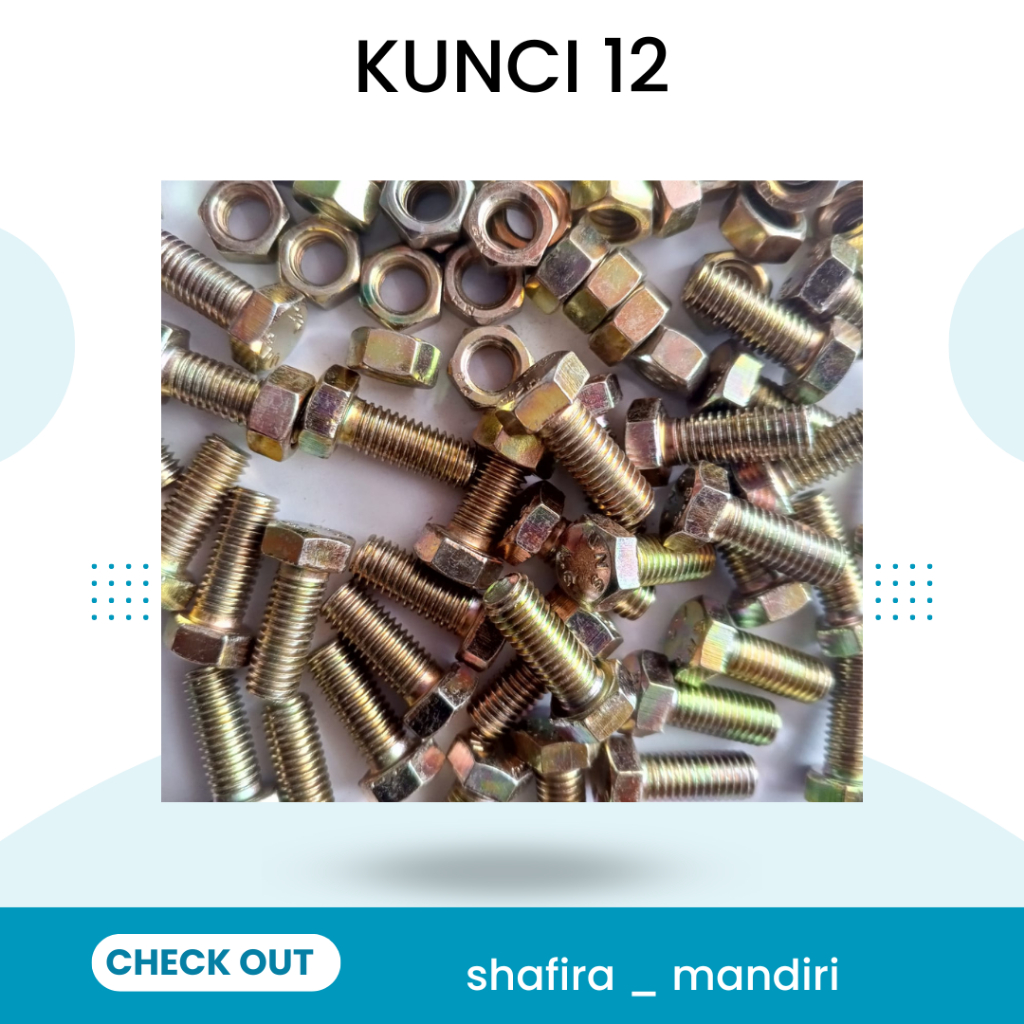 Jual BAUT MUR KUNING M8 X 25 / Baut 12 dan mur ( Kunci 12 ) | Shopee ...