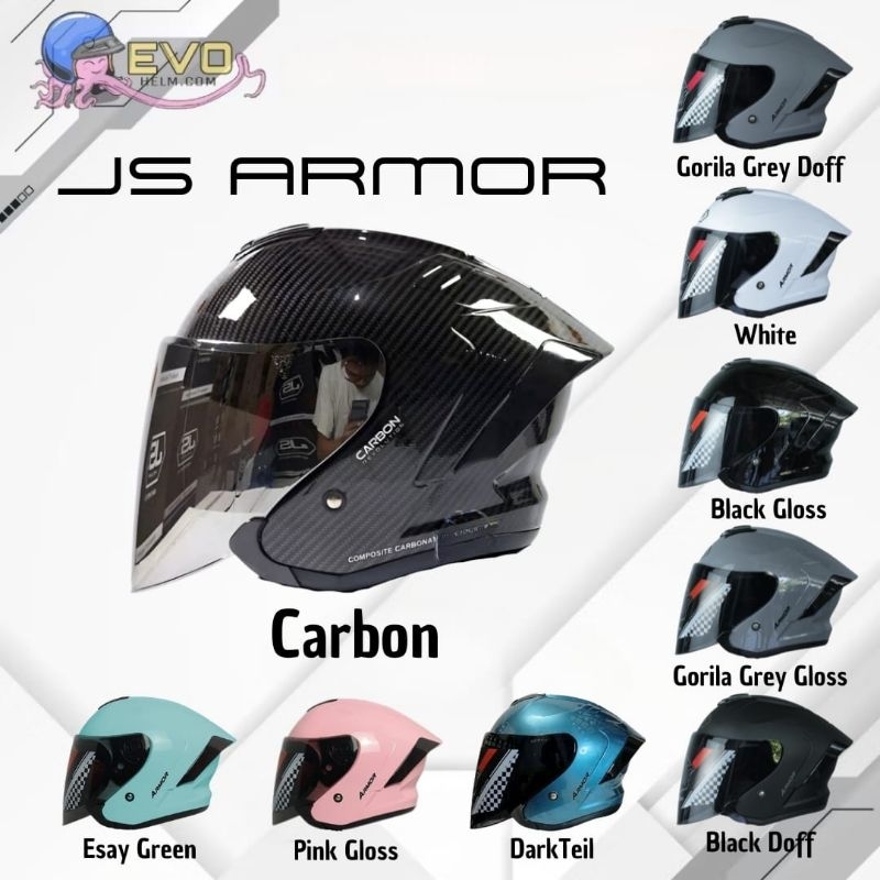 Jual HELM JS ARMOR SOLID & MOTIF CARBON ORIGINAL 100% ASLI, HELM HALF ...