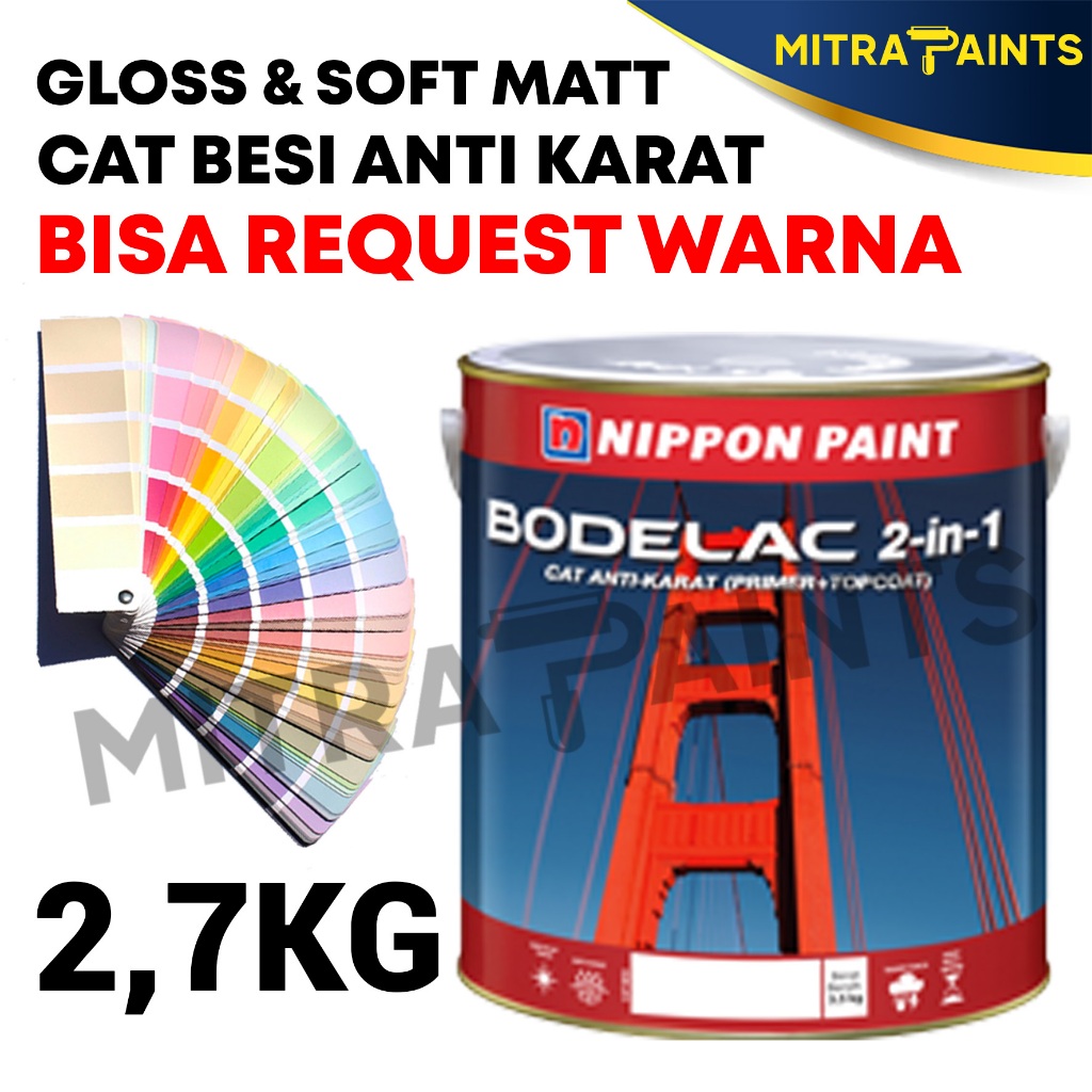 Jual NIPPON PAINT BODELAC CAT BESI BAJA ANTI KARAT PRIMER + TOP COAT 2,7 KG / BODELAC 2 IN 1 CAT ...