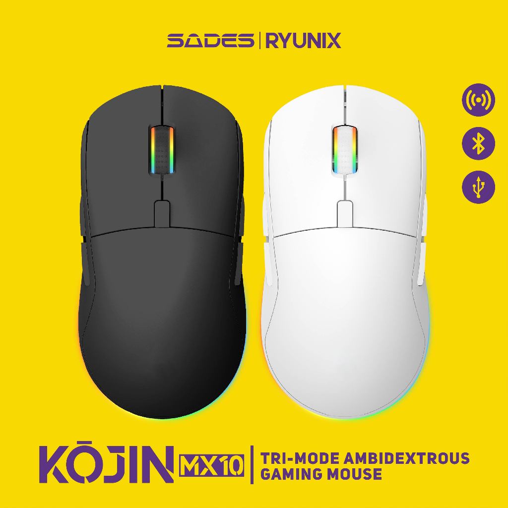 Jual Sades Ryunix Kojin MX10 Mouse Gaming Wireless Bluetooth Triple Mode Ambidextrous | Shopee ...