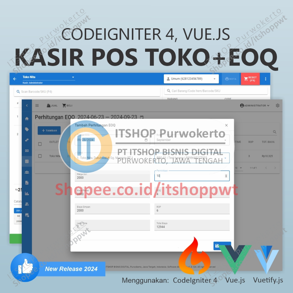 Jual Source Code Aplikasi Web Kasir Toko dengan Metode EOQ ROP menggunakan Codeigniter 4 CI4 ...