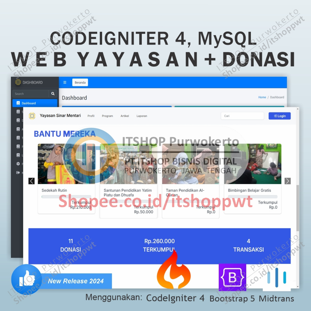 Jual Source Code Aplikasi Web Yayasan Sosial Bisa Donasi pakai Payment Gateway menggunakan ...