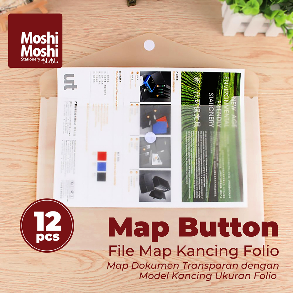 Jual 12 PCS Map File Button Folio Clear Transparant Plastik Map Bentuk ...