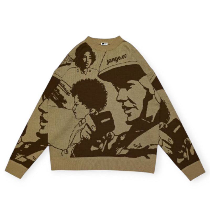 Jual JANGO Knitwear Sweater Sketsa Cream | Sweater Rajut Unisex Premium ...
