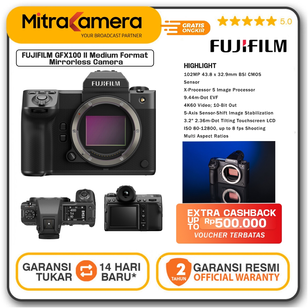 Jual Fujifilm GFX 100 II Body Medium Format Mirrorless Camera Garansi Resmi | Shopee Indonesia