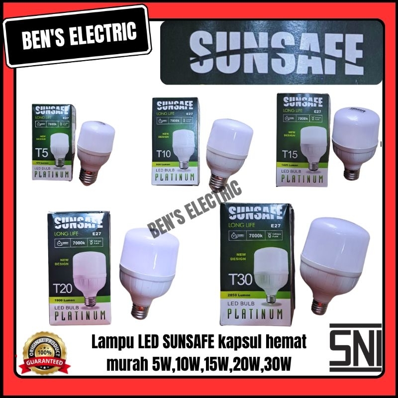 Jual SUNSAFE lampu LED kapsul hemat murah cahaya putih 5w,10w,15w,20w ...