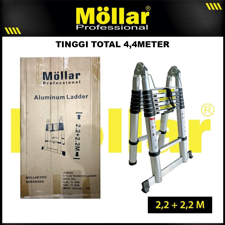 Jual MOLLAR Tangga Teleskopik telescopic Lipat Tipe A 4,4m atau 2 x 2 ...
