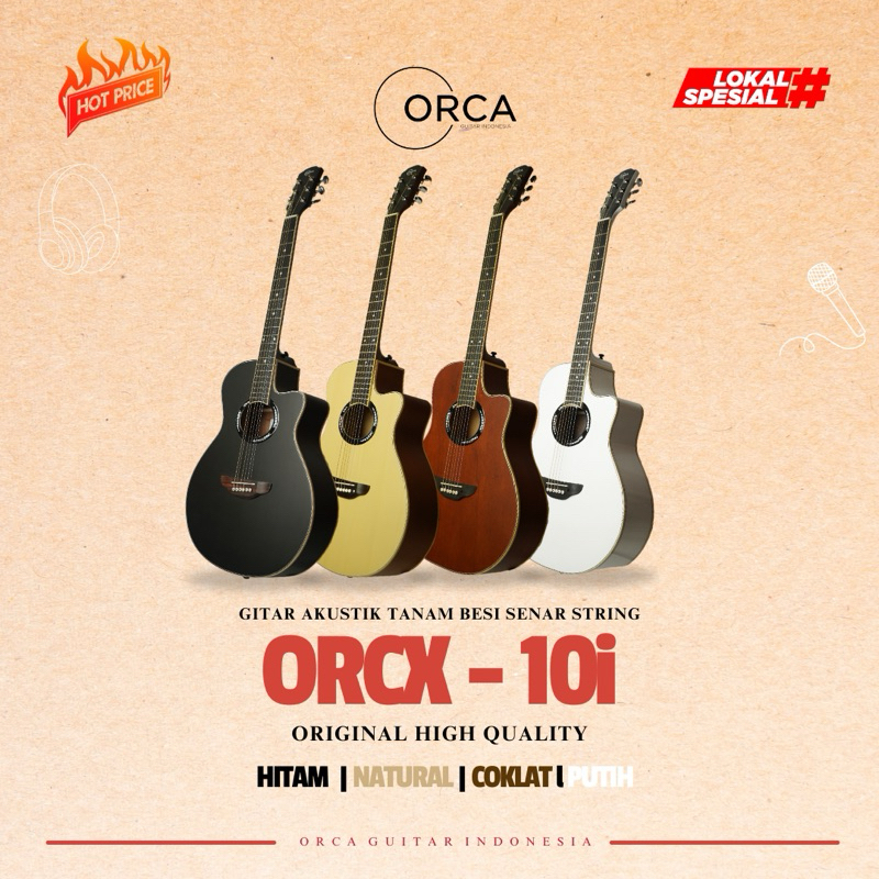 Jual ORCA Gitar Akustik Tanam Besi ORCX - 10i Senar String Guitar | Shopee Indonesia