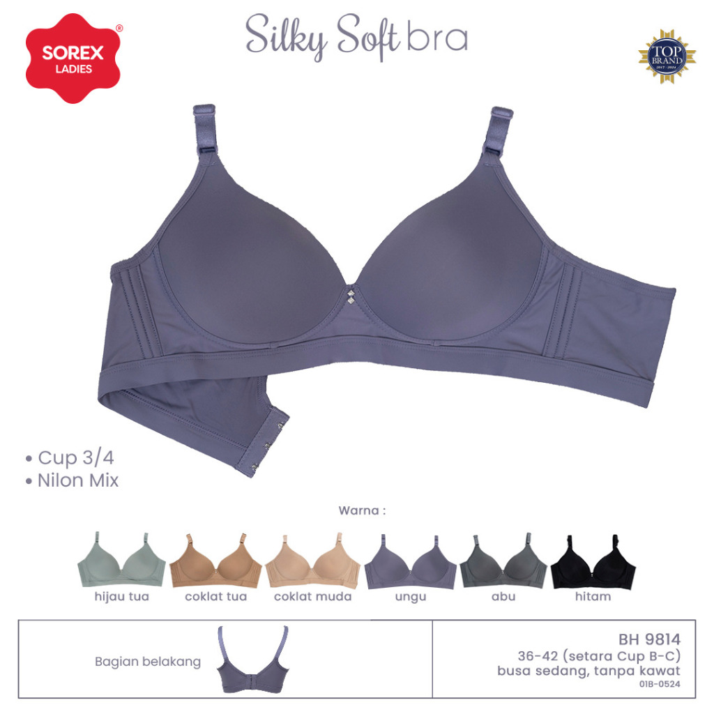 Jual BRA BH SOREX 9814 SILKY SOFT BRA CUP B-C BUSA TIPIS KAIT 3 SIZE 36 ...