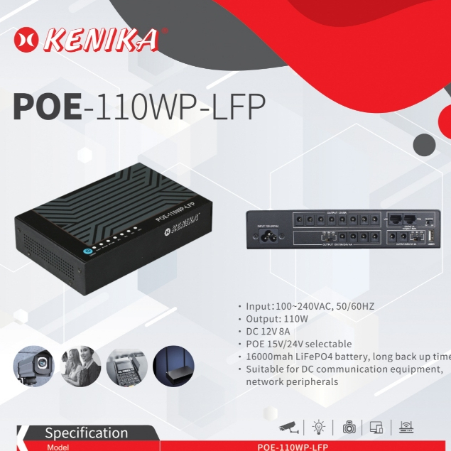 Jual KENIKA MINI UPS DC With POE-110WP-LFP 16000mAh LiFePO4 battery ...