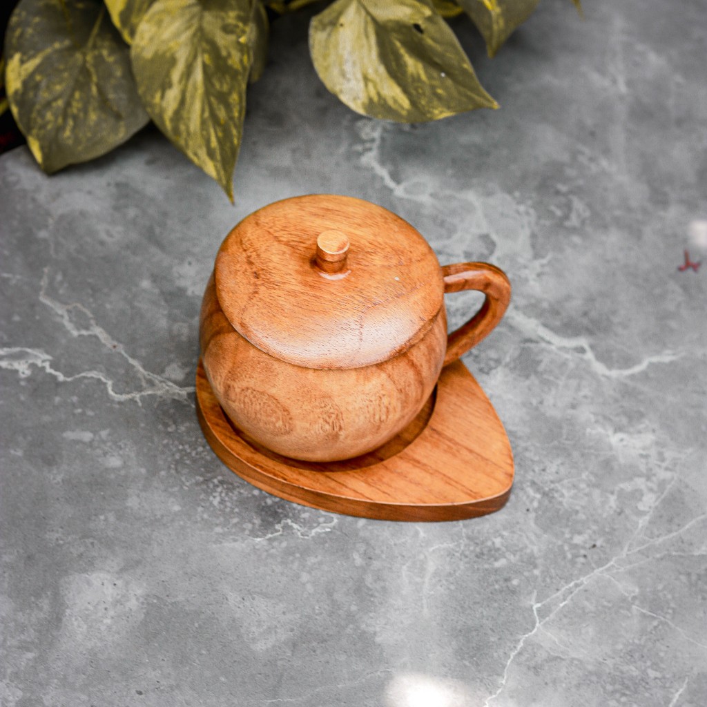 Jual Suradi Cangkir Teh Kayu Jati / wooden tea cups [ SET TUTUP GELAS ...
