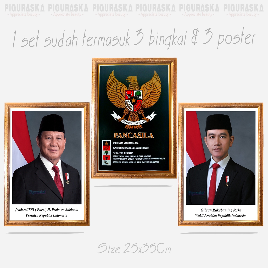 Jual 1 Paket Lengkap Bingkai Foto Presiden Wakil Dan Garuda / Pigura Pakai Kaca Gratis Packing ...