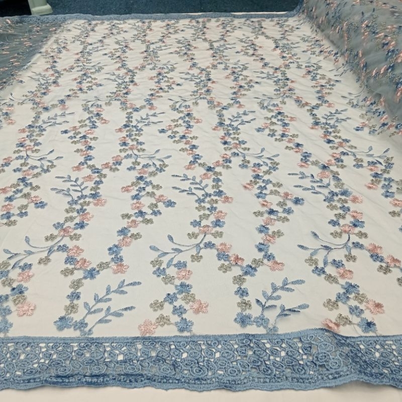 Jual bahan Kain tulle Valentino Garden Embroidery||tille Embroidery ...