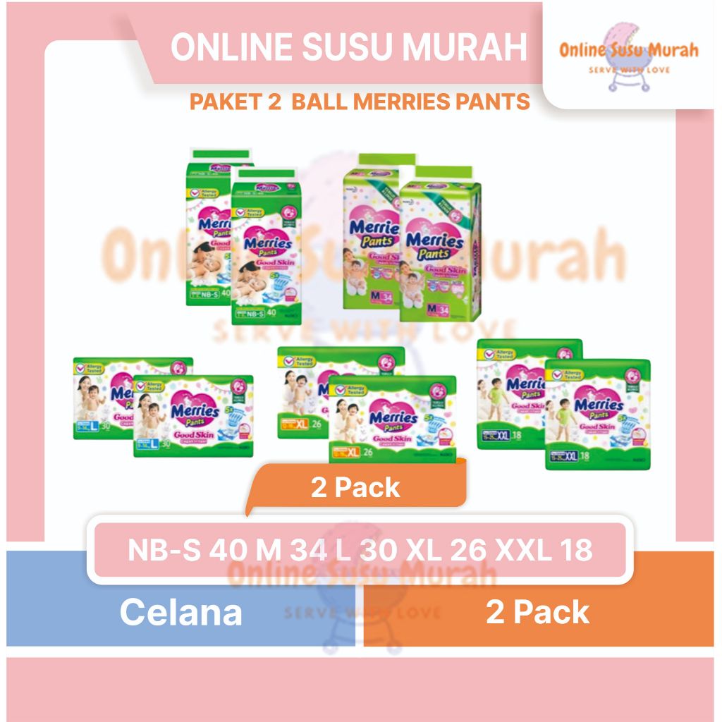 Jual MERRIES PANTS GOOD SKIN PAKET 2 BALL PANTS M34 L30 XL26 XXL18 TAPE ...