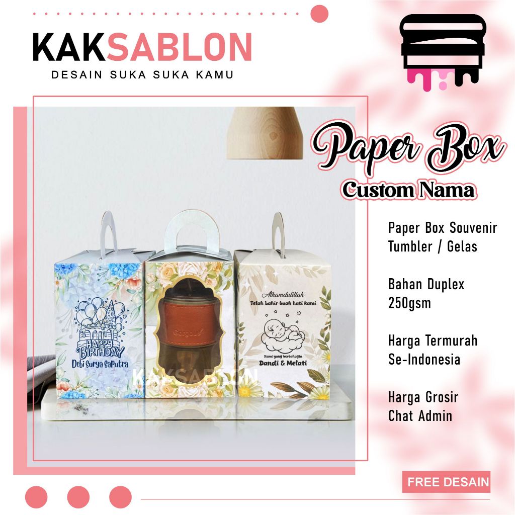 Jual Paper Box Souvenir Custom Kemasan Duplex 9x9x14cm | Shopee Indonesia