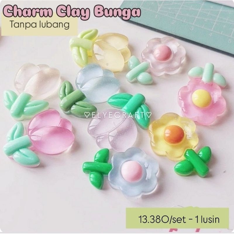 Jual charm clay bunga (tanpa lubang)/ 12pcs | Shopee Indonesia