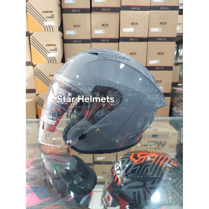Jual Helm HKM Fury X Solid Gorilla Grey Glossy | Shopee Indonesia