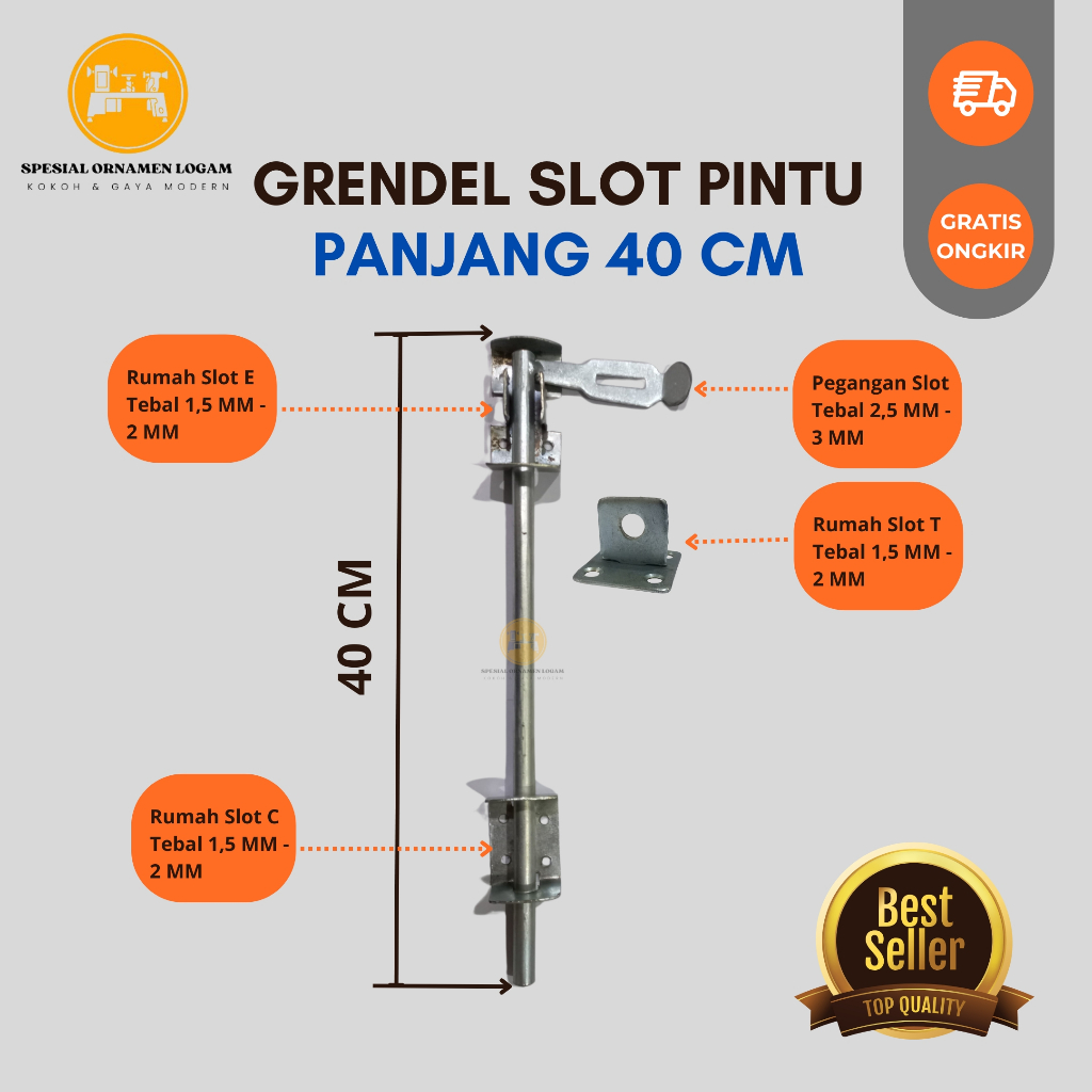 Jual Grendel slot Pintu Pagar bawah panjang 40 cm , slot pintu ...