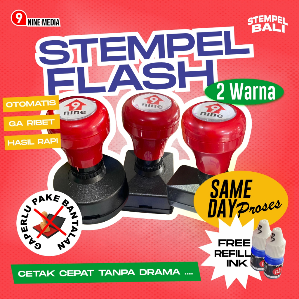 Jual STEMPEL FLASH 2 WARNA BIG SIZE 6/7 CM | Shopee Indonesia