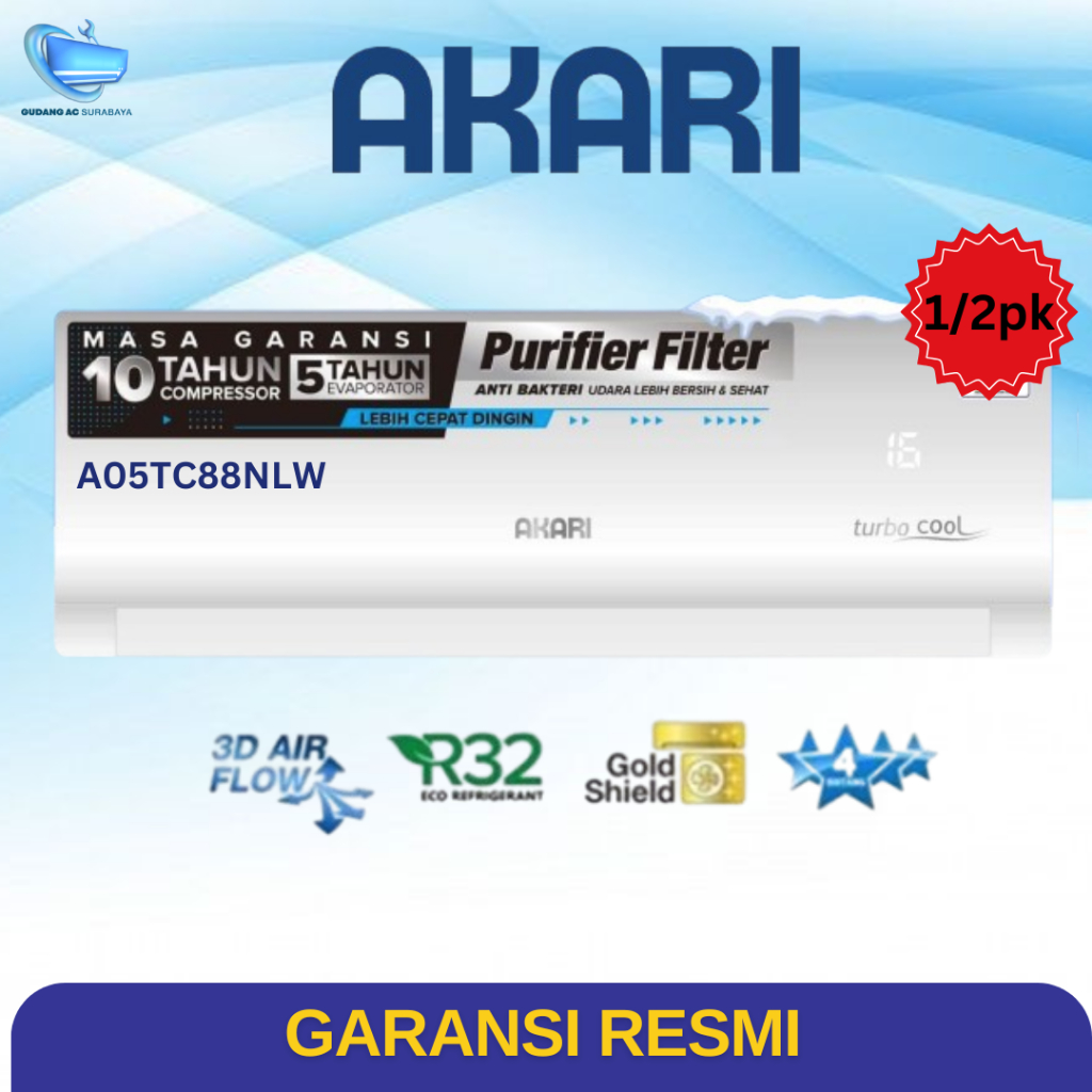 Jual AC Akari 1/2 PK R32 A05TC88NLW / 05 TC88 NLW | Shopee Indonesia
