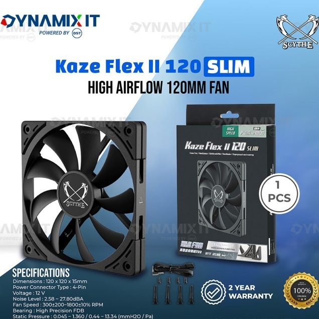 Jual Scythe Fan Kaze Flex II 120 SLIM Black PWM 1800 RPM 120mm Air Flow ...