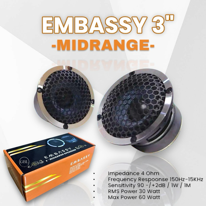 Jual SPEAKER MOBIL 3 INCH MIDRANGE EMBASSY | Shopee Indonesia