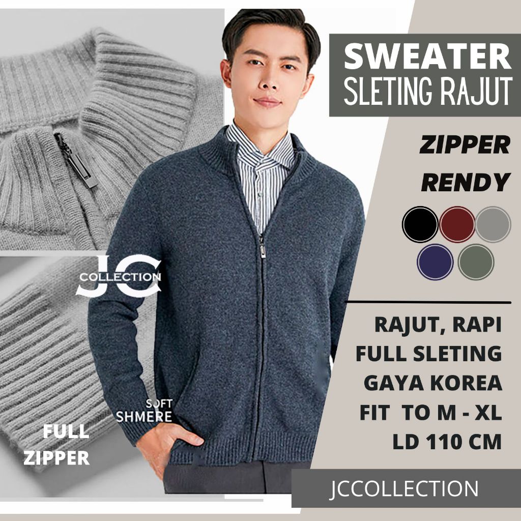 Jual Outer Kardigan Cowok Sleting / Cardigan Rajut Pria Crewneck Korea ...