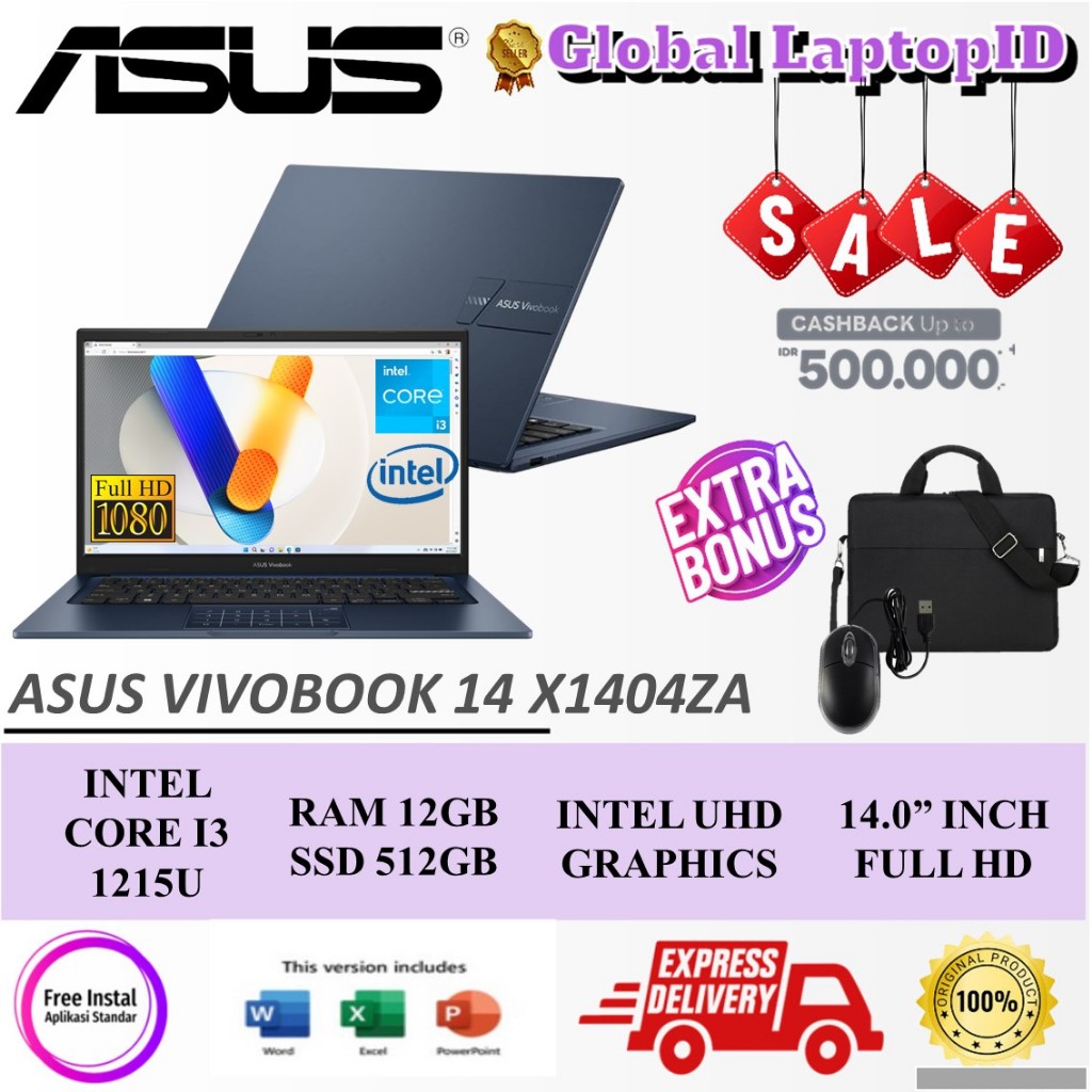 Jual Laptop Asus Vivobook 14 X1404ZA Intel Core i3 1215U Gen12 RAM 16GB 512GB SSD 14 Inch FullHD ...