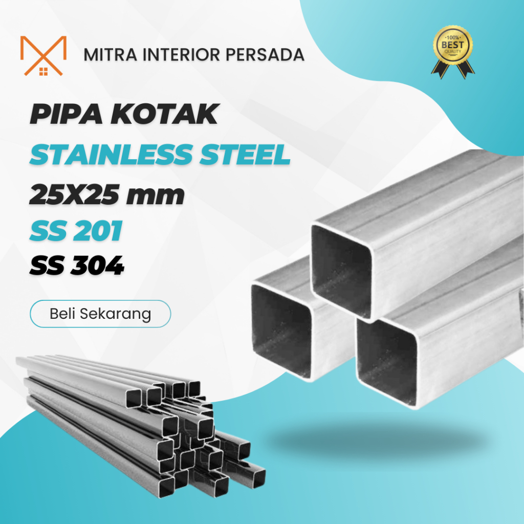 Jual PIPA KOTAK STAINLESS / PIPA HOLLOW STAINLESS STEEL 25X25 mm TEBAL ...