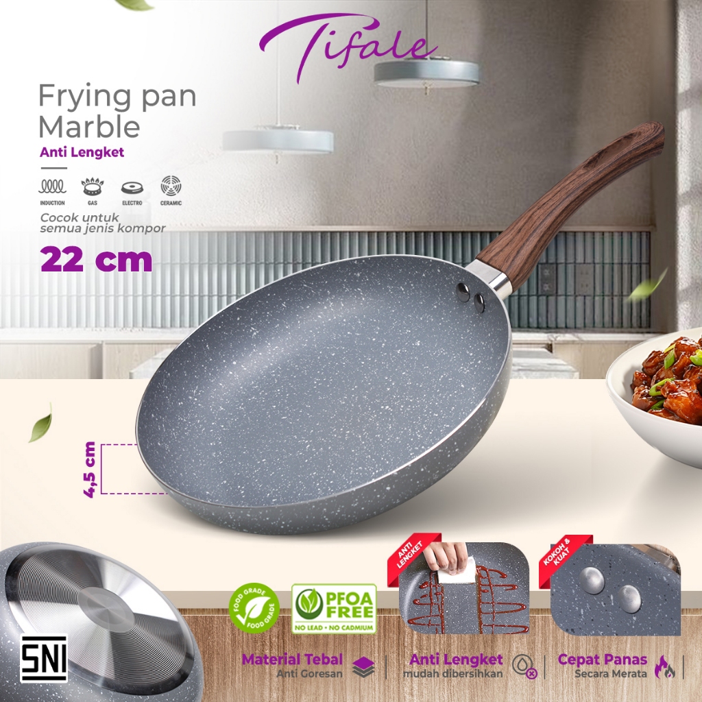 Jual Tifale Fiord Frying Pan Panci Penggorengan Frypan Teflon Anti Lengket Marble Coating ...