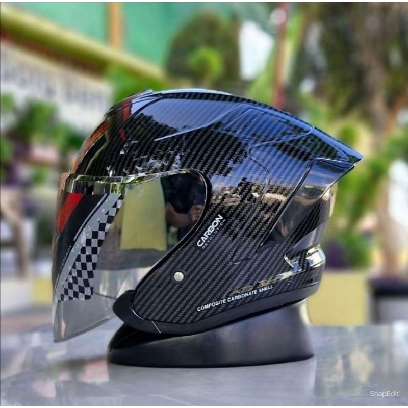 Jual Helm JS Armor Motif Carbon Helm JS Armor motif leopard helm half ...