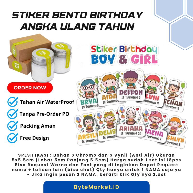 Jual 30 Lembar Stiker Birthday Ulang Tahun Anak Bentuk Angka Lucu ...