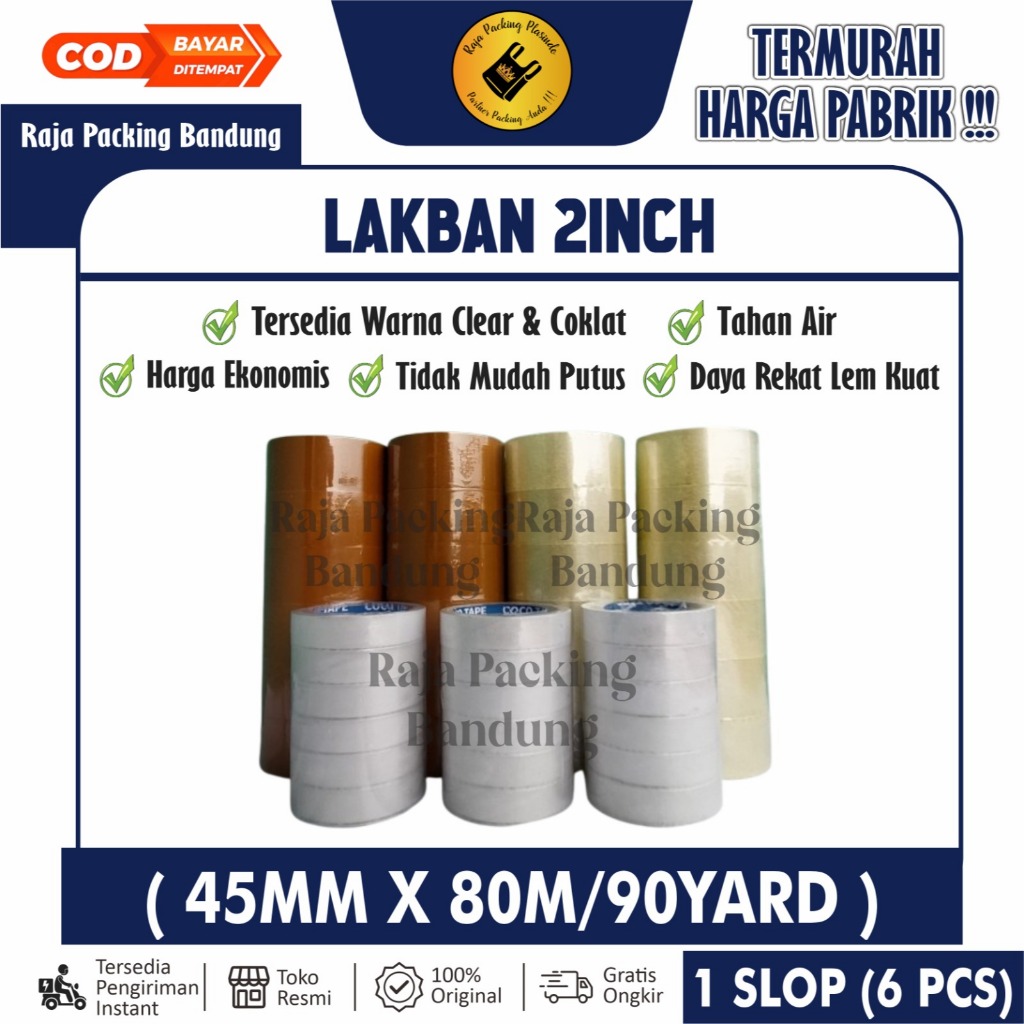 Jual (1 Slop/6roll) Lakban Bening - Lakban Coklat (45mm x 80m/90yard ...