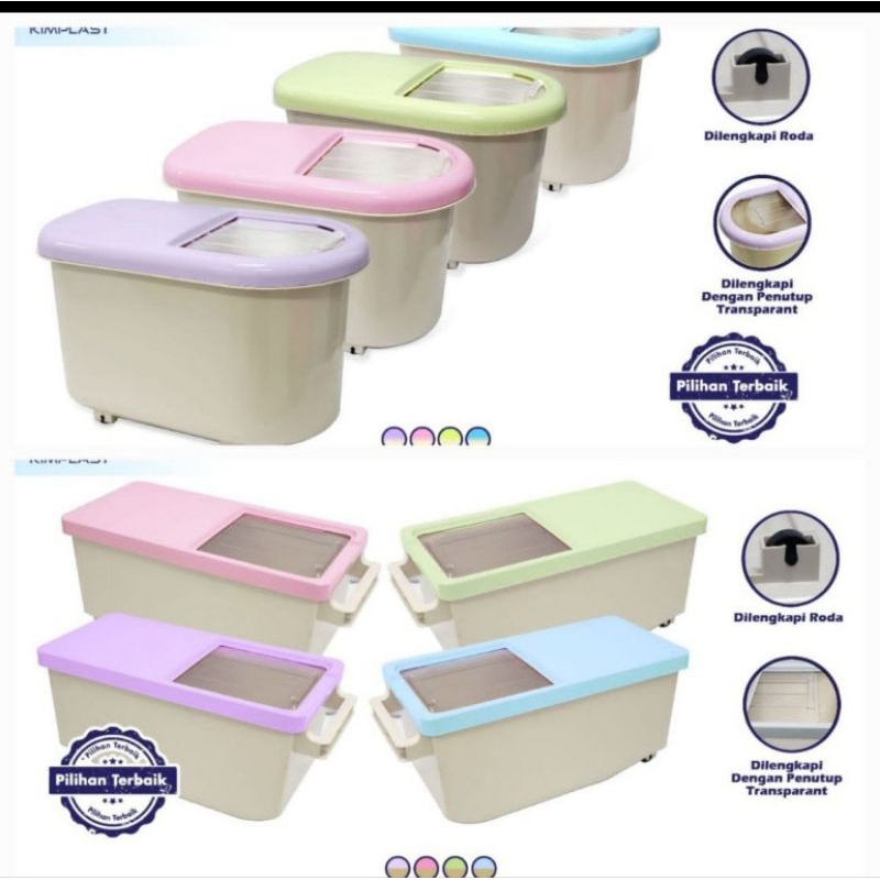 Jual tempat beras kotak dan bulat 10kg tempat beras murah pelengkapan ...