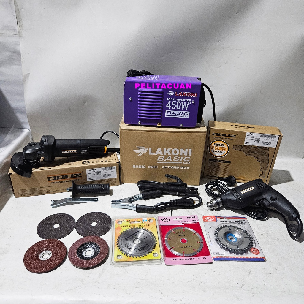 Jual Paket Mesin Las 450 watt Lakoni Basic 124 & Gerinda Bor | Shopee ...