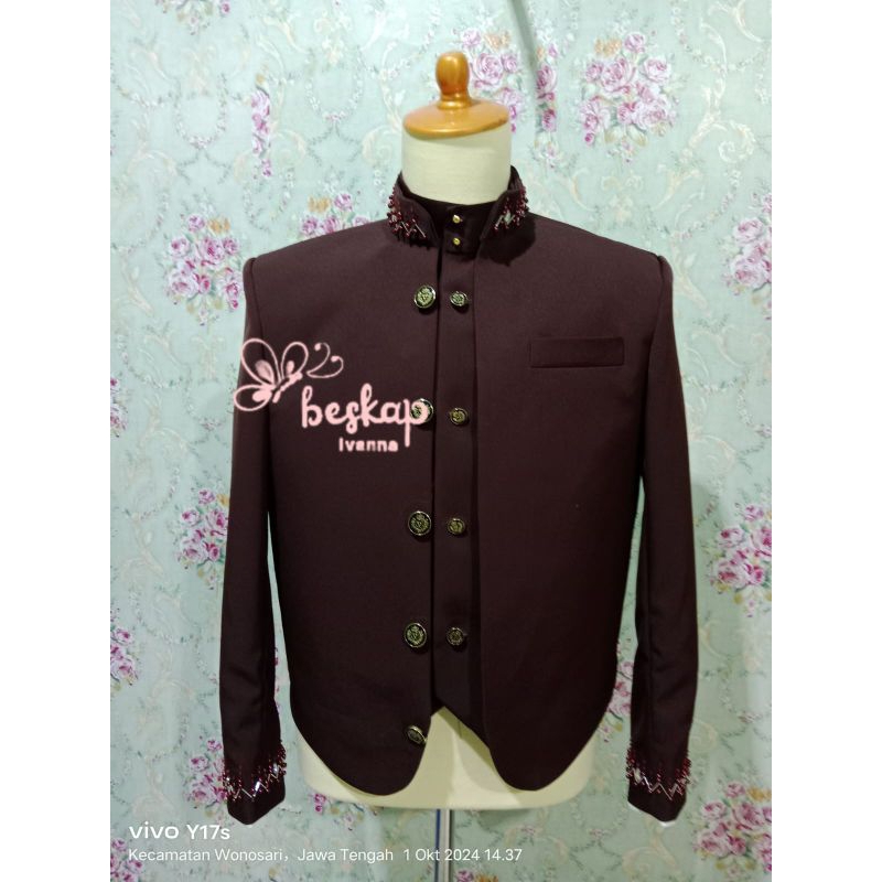 Jual beskap bapak/beskap payet leher dan tangan | Shopee Indonesia