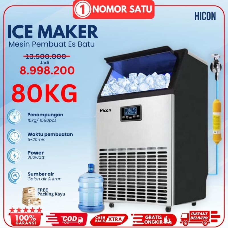 Jual Mesin Es Batu 80kg/24jam Pembuat Es Batu Kristal Ice Maker Machine ...