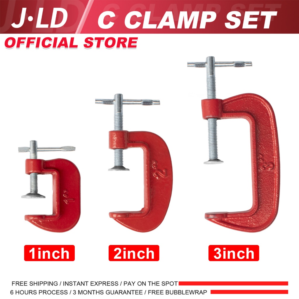 Jual JLD 3PCS Clamp C Penjepit Catok Kayu Besi 1/2/3 Inch - Alat Klem ...