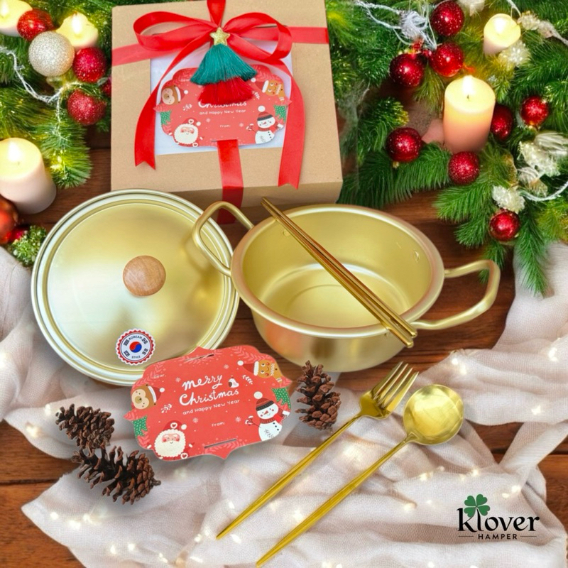 Jual Hampers Natal, Christmas Hampers, Korean-style Ramyun Pot in Gold ...