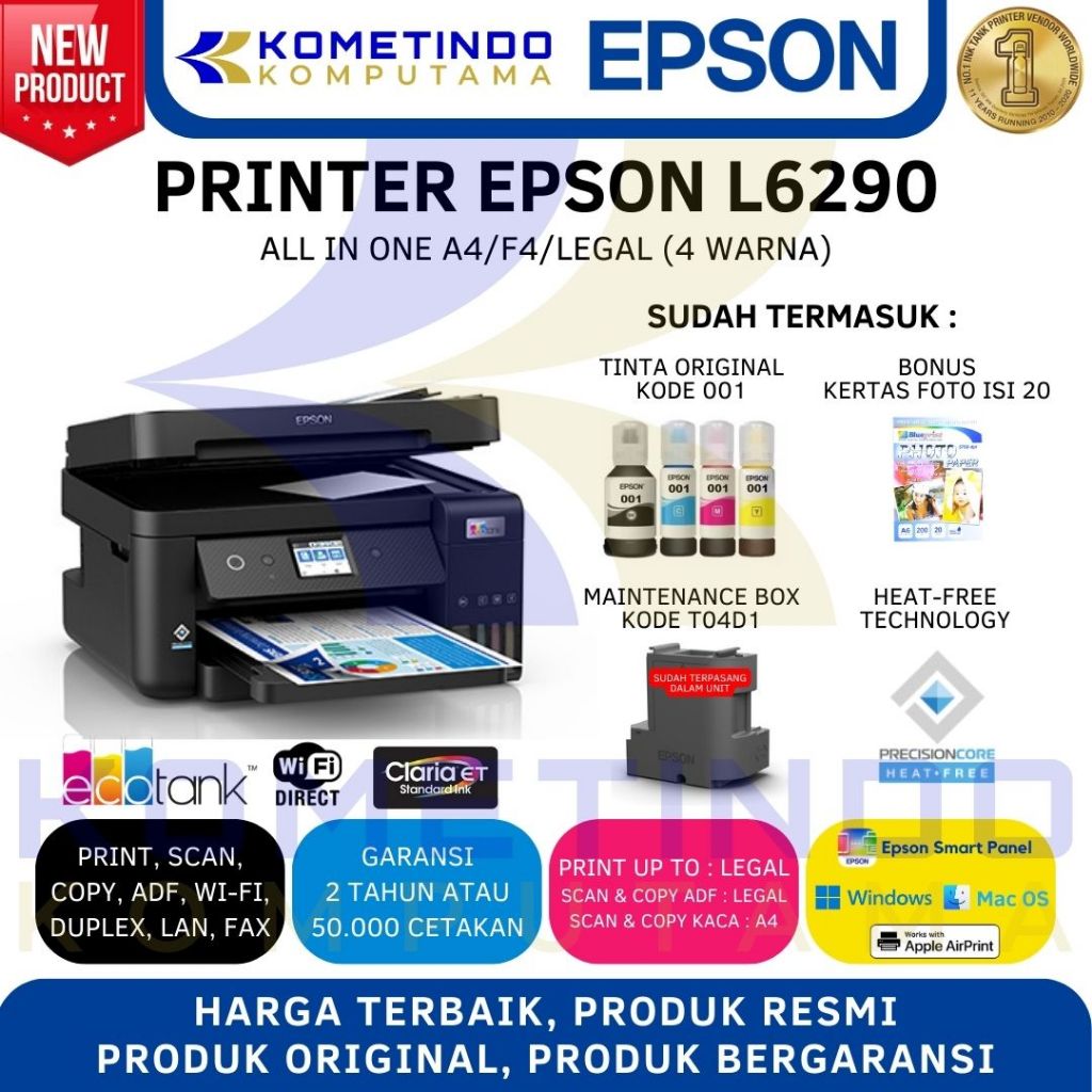 Jual L6290 (Print, Scan, Copy, Fax, LAN, Duplex, Wi-Fi Direct, ADF ...