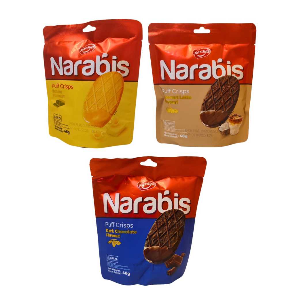 Jual NARAYA NARABIS PUFF CRISPS 48g Biskuit Puff Aneka Rasa Butter Dark ...