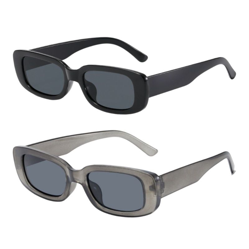 Jual Kacamata Hitam Model Persegi Unisex Anti Silau UV Frame Tebal ...