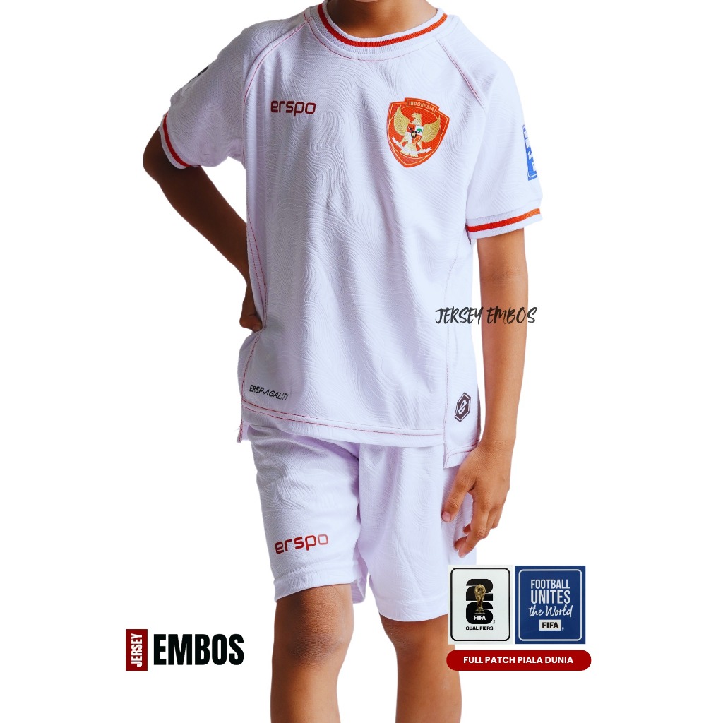 Jual Setelan Jersey Anak Timnas Indonesia Erspo Putih Away 2024 Pria wanita Unisex sudah ...