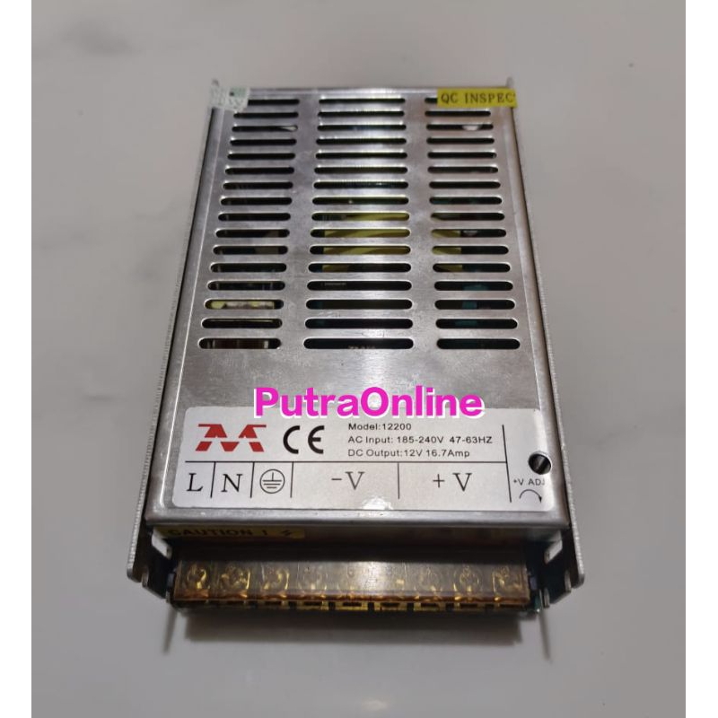 Jual Adaptor 12V 16,7A DC Merek M input AC 185V-240V | Shopee Indonesia