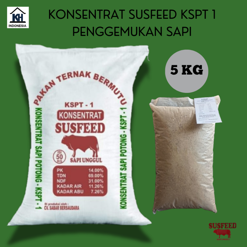 Jual REPACK 5 KG - SUSFEED KSPT 1 KONSENTRAT PENGGEMUKAN SAPI POTONG PK ...
