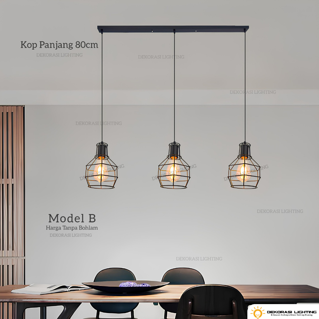 Jual Lampu Gantung Hias 3in1 panjang 80cm 1set 3lampu minimalis lighting | Shopee Indonesia