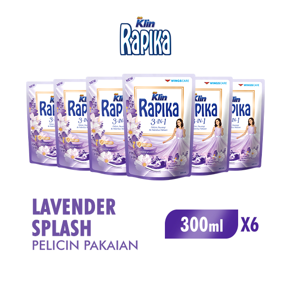 Jual Rapika Pewangi Pakaian Ungu Lavender Splash Pouch 300 ml x6 ...